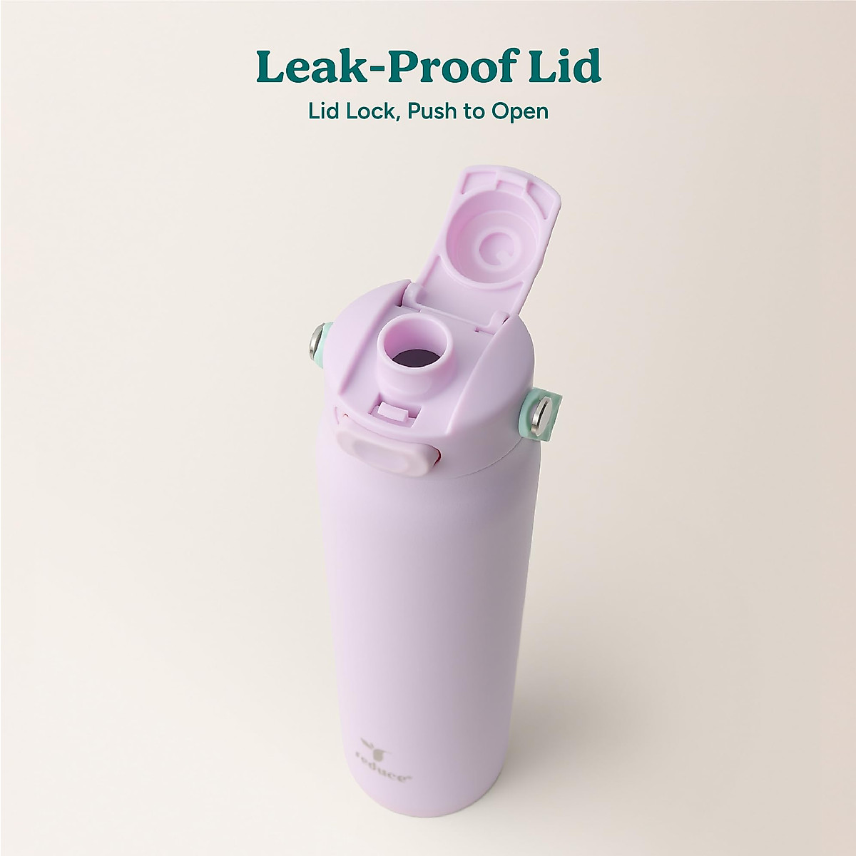 REDUCE Aura Vacuum Insulated 26 oz Water Bottle - Leak-Proof & Chug Spout for Quick Hydration - Keeps Drinks Cold for 30 Hours - Removable Handle for Travel or Gym - Soft Sit Base - Lilac Bud