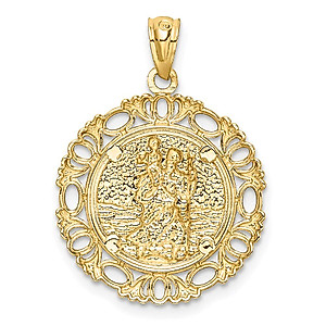 14K w/Rhodium St. Christopher Medal 24.75mm 18mm style C4714