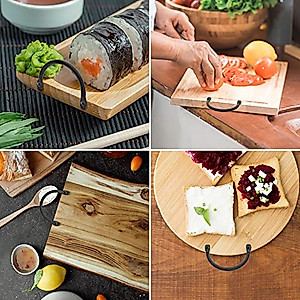 Serving Tray Handles Hardware, Side Fixing Handle for Trays Cutting Board and Charcuterie Board，Metal Rustic Curved Handle Pulls for Wood Box Drawer Pack of 6