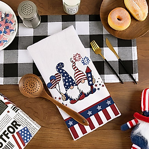 AnyDesign American Flag Gnome Truck Kitchen Towels 18 x 28 4th of July Dish Towels Patriotic Stars Stripes Decorative Hand Drying Tea Towel for Independence Day Memorial Day Cooking Baking, 4Pcs