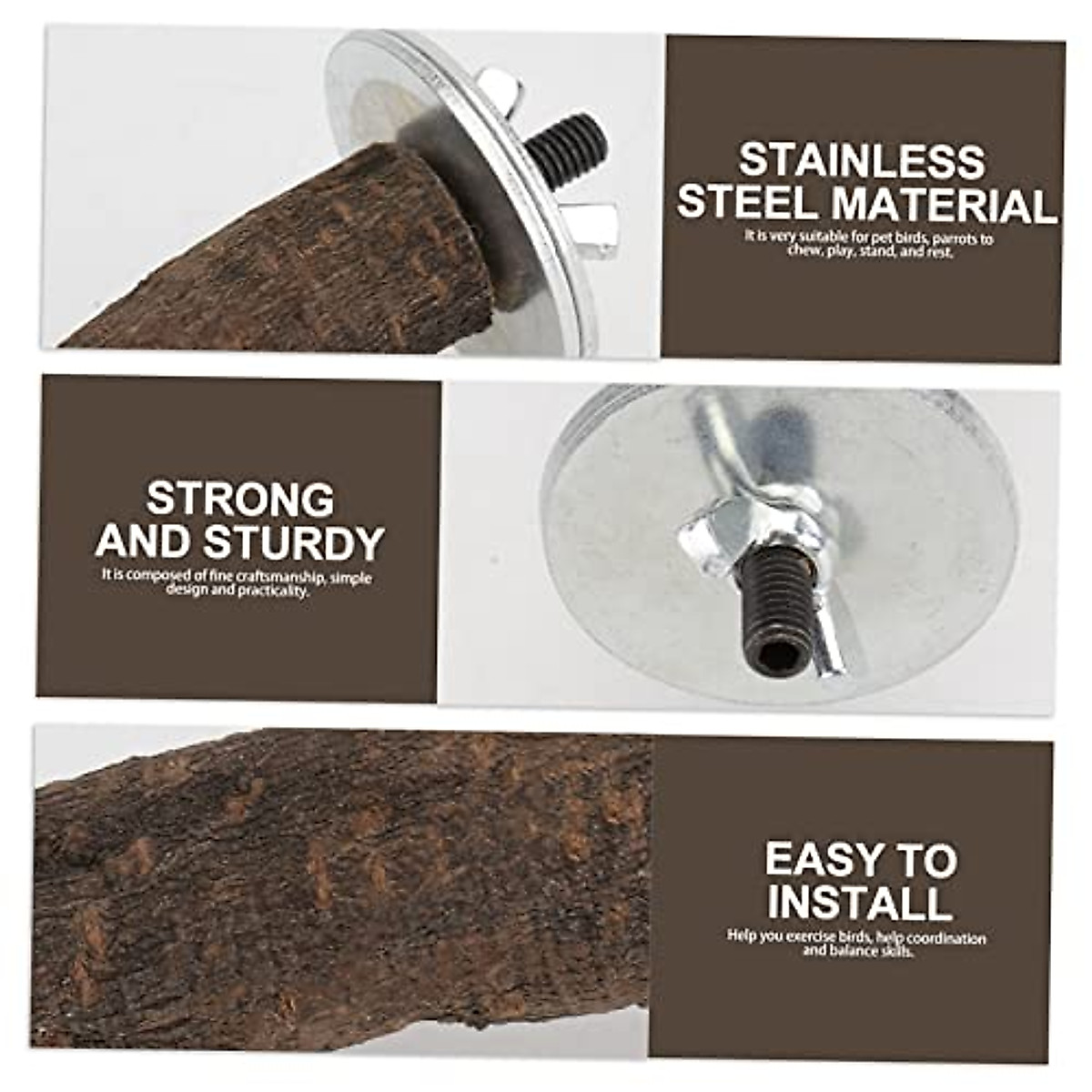 Mipcase 1pc Training Cockatiels Branches Toys Parakeet Supply Resistant Paw Perch Stand Wooden Accessories Conures Bird for Cage Stick Pet Bracket Caciques Parakeets Grinding Hamster