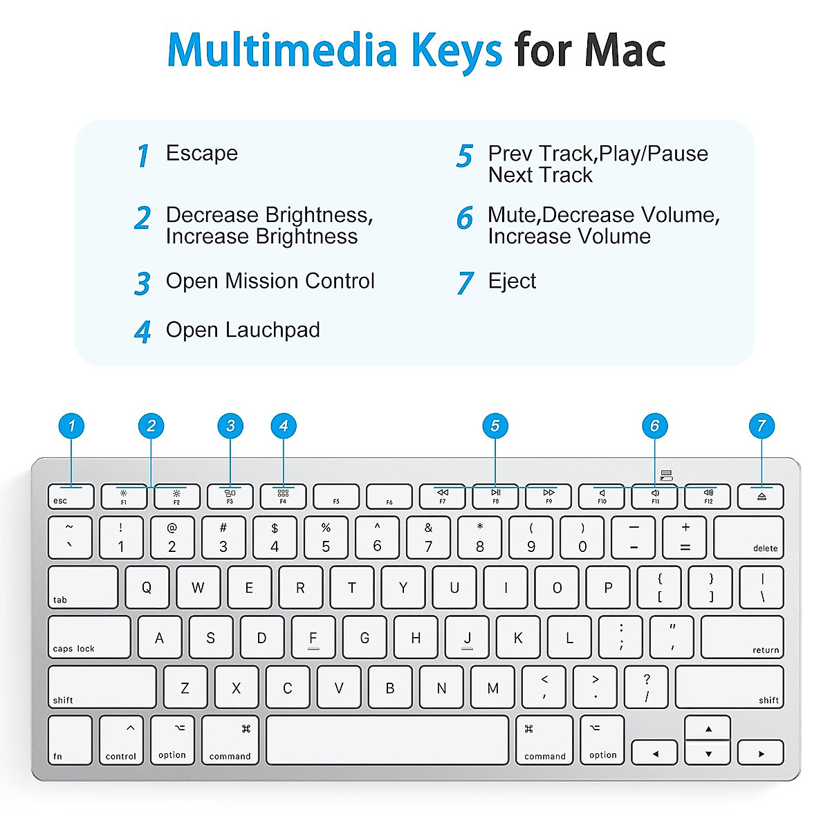 OMOTON Compact Wireless Bluetooth Keyboard for MacBook, iMac, Mac Mini - Compatible with Apple Laptops and Desktops