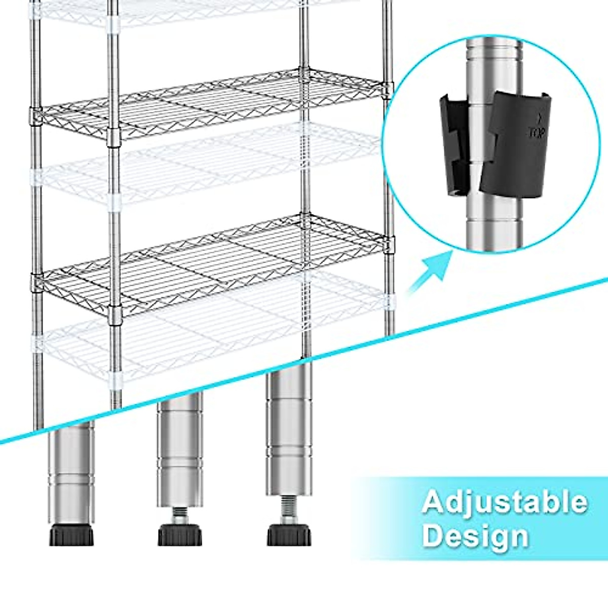 Auslar 3-Shelf Storage Wire Shelves Heavy Duty 3 Tiers Standing Shelving Units Adjustable Metal Organizer Wire Rack, Chrome