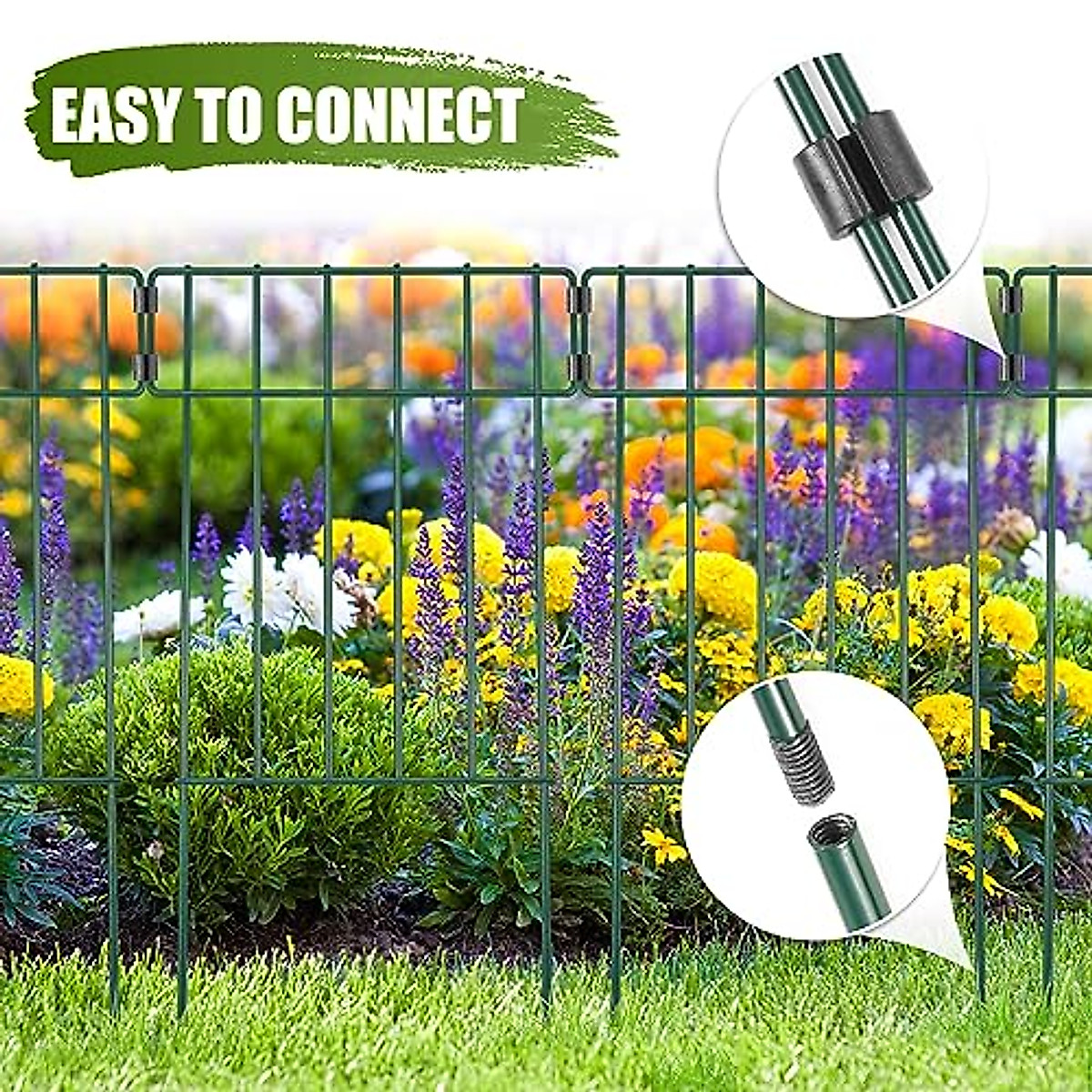 Koncifun Garden Fence 25 Pack Animal Barrier Fence 27ft (L) x 24in (H) Dog Fence Rustproof Metal Wire Fencing Border Garden Animal Barrier for Outdoor Landscape Patio Yard Garden Flower Bed