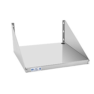 Hally Stainless Steel Microwave Shelf 24"x24" 200 lb, NSF Commercial Heavy Duty Metal Appliance Wall Mount Floating Shelving for Restaurant, Kitchen, Bar, Home and Hotel