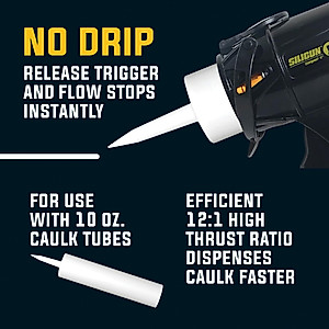 SILIGUN™ Compact Caulking Gun - No Drip Caulk Gun - Patented Design - Lightweight ABS Frame - Works with All 10 oz Tubes (SILIGUN Nozzle Kit)