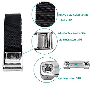 YYST Cooler Tie-Down Kit Strap Improved Cooler Straps Compatible with Yeti RTIC Igloo Coleman Coolers W SS 316 Buckle and 316 Deck Loop to Keep Your Cooler Secured - No Cooler – Type B (2)