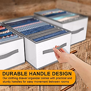 Clothes Organizer Drawer,Closet Dividers Box For Clothes Storage , 12 Compartments Foldable Drawer Organizer with Handles, Fabric Closet and Storage Basket for T-shirts, Jeans, Underwear,Grey(12 Grid)