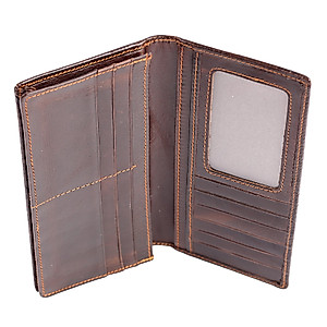 Womens Ladies Genuine Leather Wallet Long Embossing Bifold Wallet Clutch Purse (Coffee)