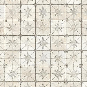 SomerTile FPEHMSW Harmonia Kings Star White 13" x 13" Ceramic Floor and Wall Tile