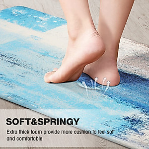 MAYHMYO Kitchen Floor Mat Teal Turquoise Anti Fatigue Kitchen Rugs Non Skid Waterproof Kitchen Runner Rug Kitchen Rugs and Mats Memory Foam Kitchen Mats for Floor Laundry Office