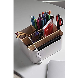 Multi-Purpose Organizer & Storage Box, Remote Control Holder, MakeUp holder, Modern Desk Side Organizer, Bathroom Caddy for Home/ Office - Desk Storage Box, Cell Phone Box, Pen & Pencil Holder