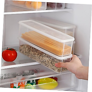 KICHOUSE 2Pcs Airtight Rectangular Pasta Noodle Storage Boxes Sealed Grains Canisters for Pantry and Refrigerator Organization for Spaghetti and Food Storage