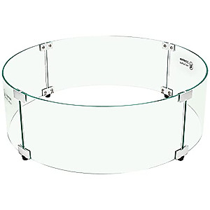 Apromise Fire Pit Wind Guard - 23" x 7" Fire Pit Glass Wind Guard for Round Fire Pit Table | 1/4-Inch Thickness Tempered Glass & Hard Aluminum Corner Brackets