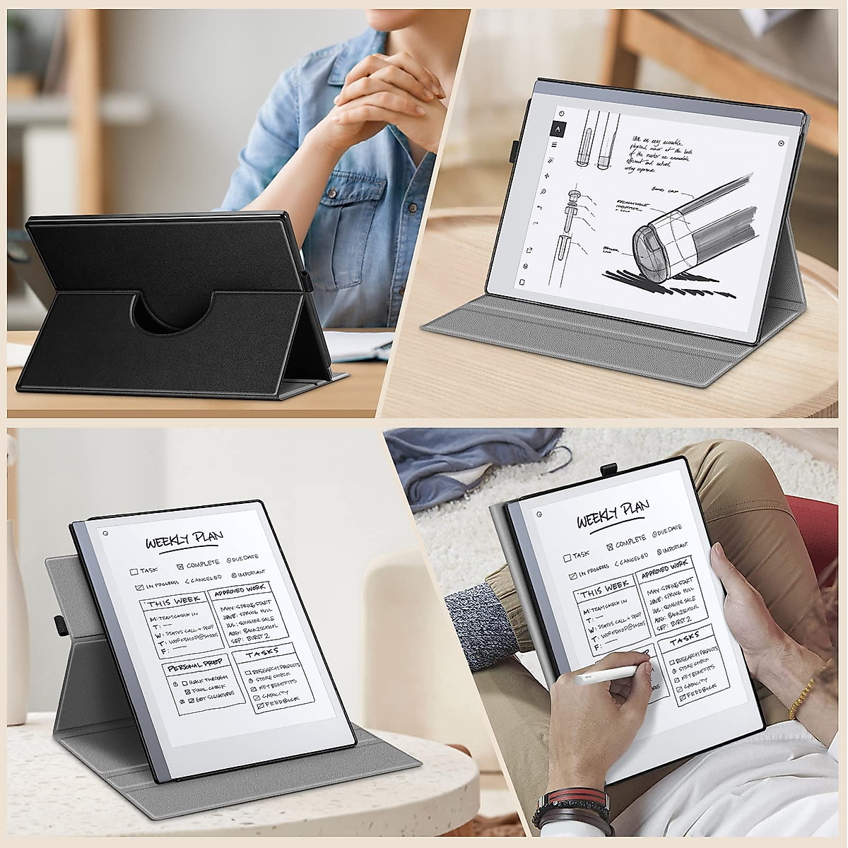 Fintie Case for Remarkable 2 Digital Paper Tablet 10.3 inch (2020 Released) - Premium PU Leather Rotating Cover with Card Slot + Slim Lightweight Book Folio Cover with Pen Holder