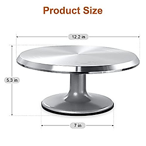 12'' Cake Stand, Cake Spinner Cake Decorating Supplies, Round Decorating Turntable Revolving Aluminum Table Holder Baking Display Tray Plate Tools Accessories for Birthday Wedding Party