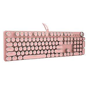 Mechanical Keyboard, 104 Keys Wired Retro Typewriter Round Punk Keycap Gaming Keyboard with Adjustable RGB Backlit Multi Mode for Gamer Typist E-Sports()