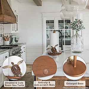 Turtle Paper Towel Holder - Beach House Decor Cute Paper Towel Holder Stand Wood Sea Turtle Decor, Unique Kitchen Towel Holder Countertop Coastal Decor for Home, Ocean Decor Sea Turtle Gifts for Women