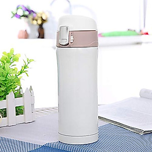 Vacuum Insulated Water Bottle Stainless Steel Leak Proof Flip Cap Travel Mug Coffee Tea Cup Outdoor Sports Camping 350ml(White)