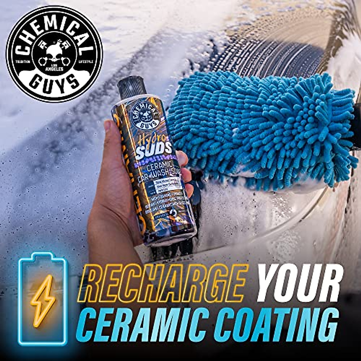 Chemical Guys CWS21216 HydroSuds Ceramic SiO2 Shine High Foaming Car Wash Soap (Works with Foam Cannons, Foam Guns or Bucket Washes) For Cars, Trucks, Motorcycles, RVs & More, 16 fl oz, Berry Scent