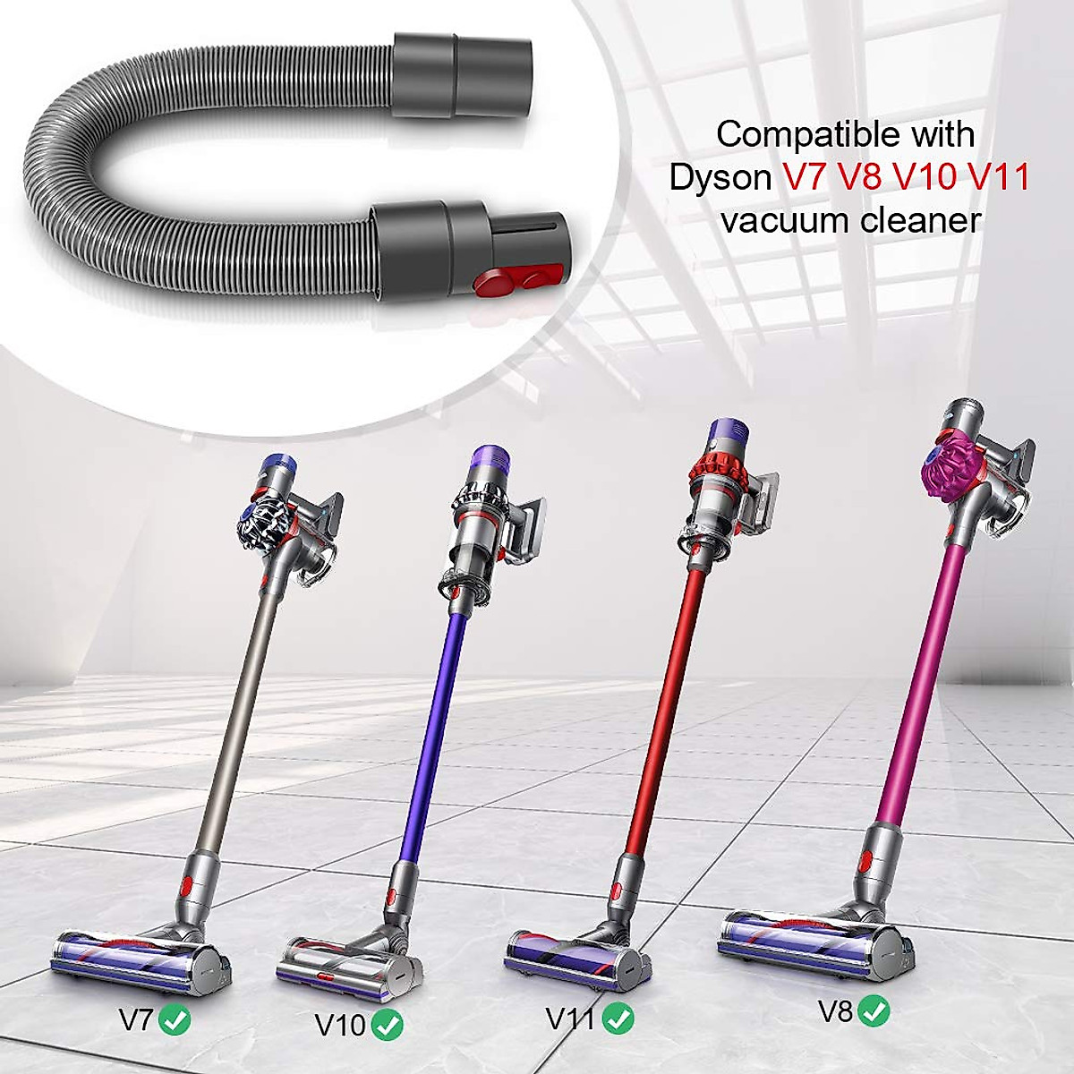 E.LUO Flexible Extension Hose Accessories for Dyson V15 V8 V7 V10 V11 Absolute Animal Trigger Motorhead Cordless Stick Vacuum Cleaner Accessories