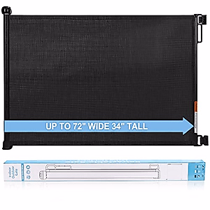 Retractable Baby Gate, PRObebi Retractable Dog Gate for Babies and Pets 34" Tall Extends to 72" Wide, Retractable Mesh Gate for Doorways, Stairs, Hallways, Indoor/Outdoor (Black)