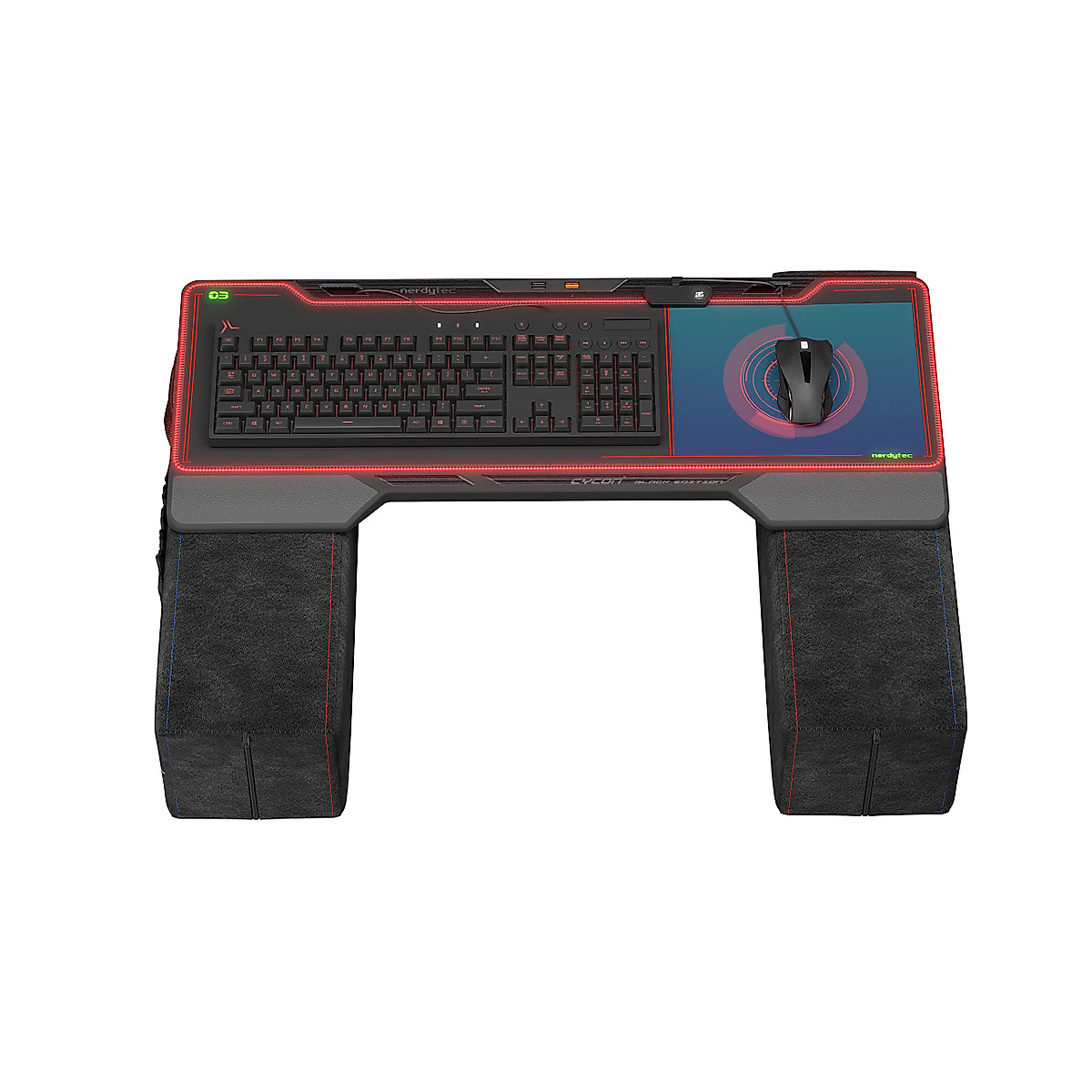 Couchmaster Cyberpunk - CYPUNK² Edition - Leather Look Red & Blue - Couch Gaming USB-HUB Desk for Mouse & Keyboard for PC, PS4/5, Xbox One/Series X