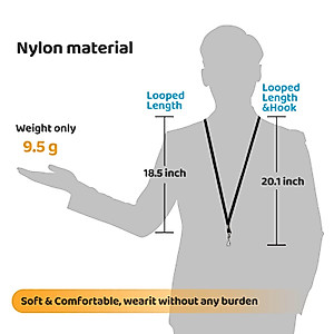 5 Pack Premium Black Flat Lanyards for ID Badge Card Holder Keychains, Comfortable Neck Straps with Metal Swivel Hook