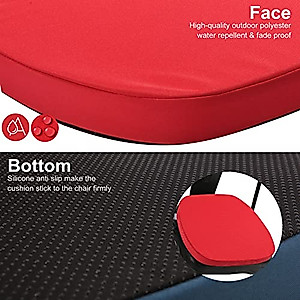 GUEGLSA Outdoor Waterproof Seat Cushions 14x14 inch, Non Slip Metal Chair Pad with Ties, U Shaped Metal Chair Cushion for Kitchen Dining Patio Chair, Set of 2, Red