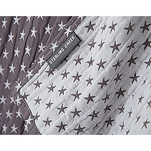 Sterling Creek Dawson Star Muslin Throw Blanket Three Layers Lightweight Breathable Cotton Gauzy Blanket for Adults, All Season (Throw, Gray)