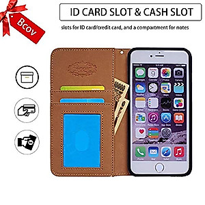 Bcov Pixel 6a Case, Cute Brown Cat Leather Flip Phone Case Wallet Cover with Card Slot Holder Kickstand for Google Pixel 6a