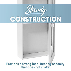 MICRODRY Mirrored Wall Mounted Bathroom Cabinet with Shelves, Stay Closed Magnetized Door, Compact Sylish and Functional Design, Durable and Easy to Assemble, White