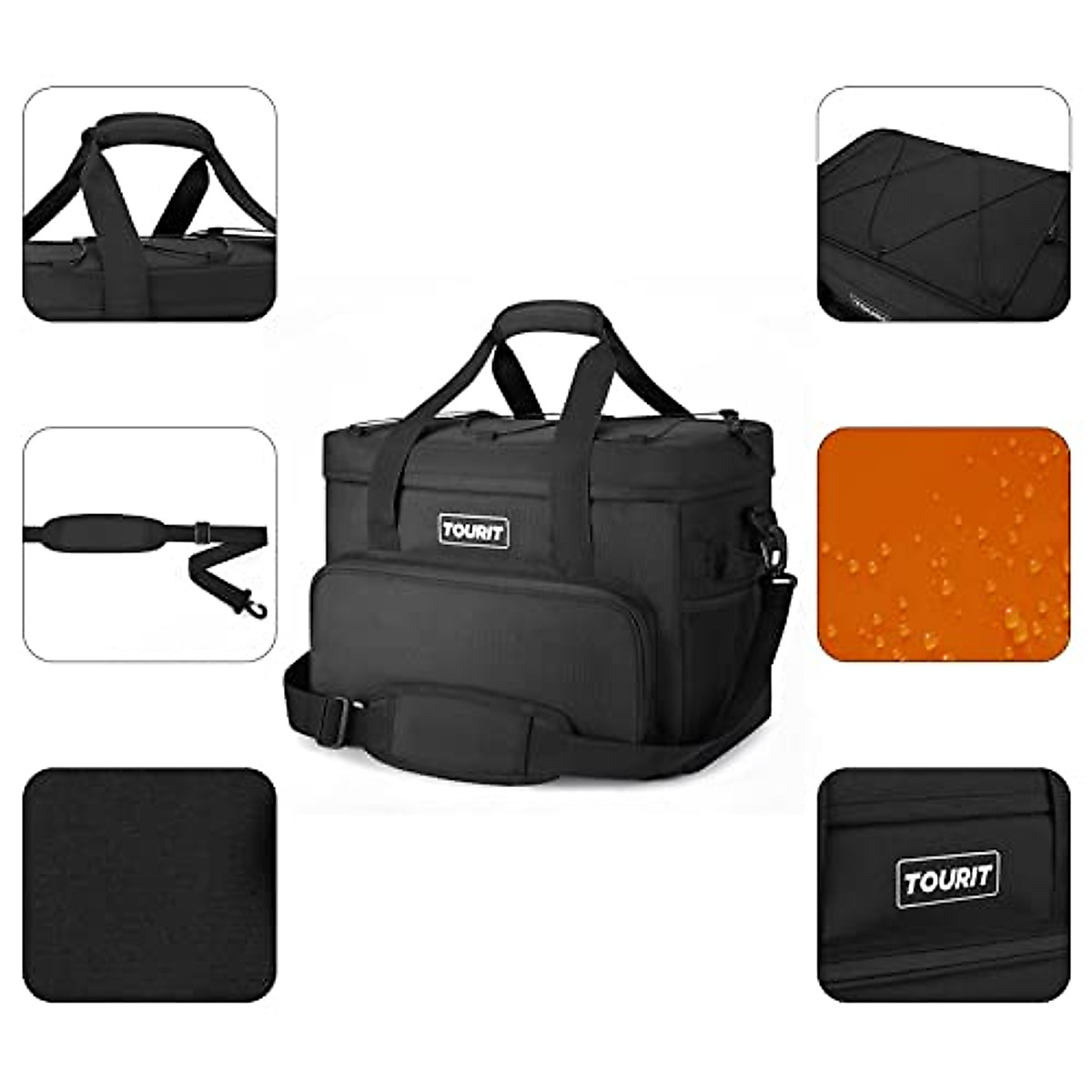TOURIT Cooler Bag 46-Can Insulated Soft Cooler Portable Cooler Bag 32L Lunch Coolers for Picnic, Beach, Work, Trip, Black