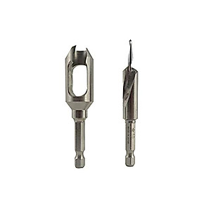 WoodOwl 58S-12 Plug Cutter/Countersink Set 3 mm (~1/8”) Pilot Hole and 9 mm (~23/64”) Countersink and Plug, Cuts Plugs with Cordless Drills
