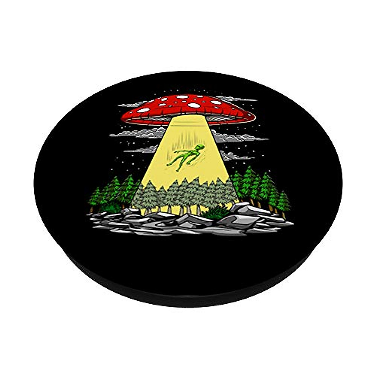 Mushroom Alien Abduction Psychedelic Space UFO Hippie Fungi PopSockets PopGrip: Swappable Grip for Phones & Tablets