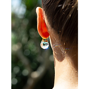 Crystal Earrings for Women,18k Gold Plated, Sparkly Austrian Crystal Ball Dangle Earrings (Clear)