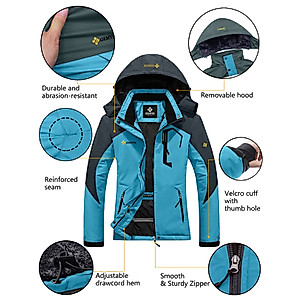 GEMYSE Women's Mountain Waterproof Ski Snow Jacket Winter Windproof Rain Jacket (Acid Blue, XXLarge)
