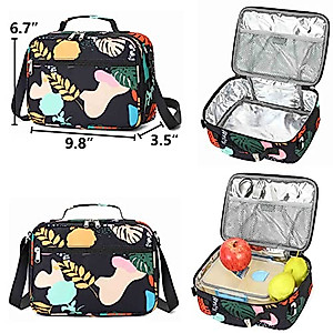 Baolab Girls Teen School Backpack with Lunch Bag Pencil Case Bookbag Set Water Resistant Daypacks Lightweight (Black)