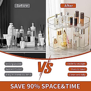YCIA&DONE Corner Counter Bathroom Organizer Countertop, 3 Tiers Cosmetic Perfume Tray, Vanity Organizer for Makeup, Skincare, Clear Corner Rack for Bedroom, Bathroom, Kitchen(Clear White)