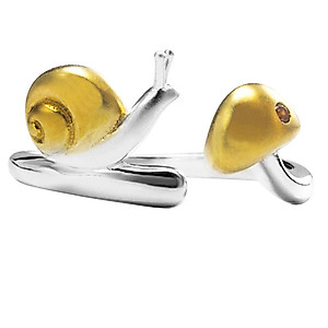 Helen de Lete Snail on Mushroom Plants S925 Sterling Silver Adjustable Ring For Women