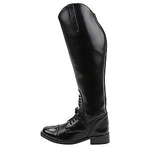 Hispar Women Ladies GRANDUER Pull On Leather English Field Boots Horse Back Riding Equestrian - Black 10.5 REGULAR CALF