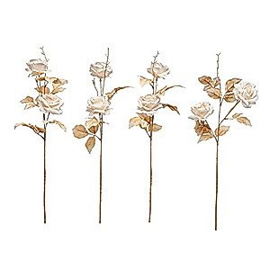 Diancom Artificial Flowers Roses Fake Flowers Silk Flowers Real Looking with Stems for DIY Wedding Bouquets Centerpieces Arrangements Party Home Decorations and Outdoors (4pcs White)…