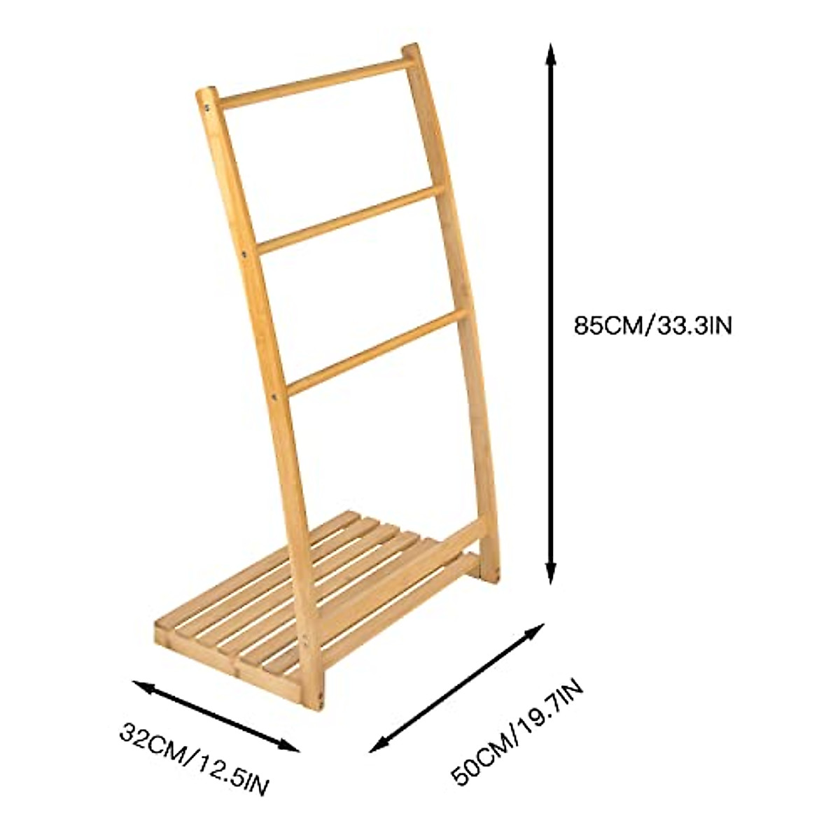 3 Tier Bamboo Towel Rack Stand Free Standing Blanket Rack with Bottom Storage Shelf,Quilt Rack Bamboo Towel Bar with Shelf Rustic Towel Racks for Bathroom Freestanding with Shelf