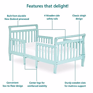 Dream On Me Emma 3-In-1 Convertible Toddler Bed In Mint, Converts To Two Chairs And-Table, Low To Floor Design, JPMA Certified, Non-Toxic Finishes, Safety Rails