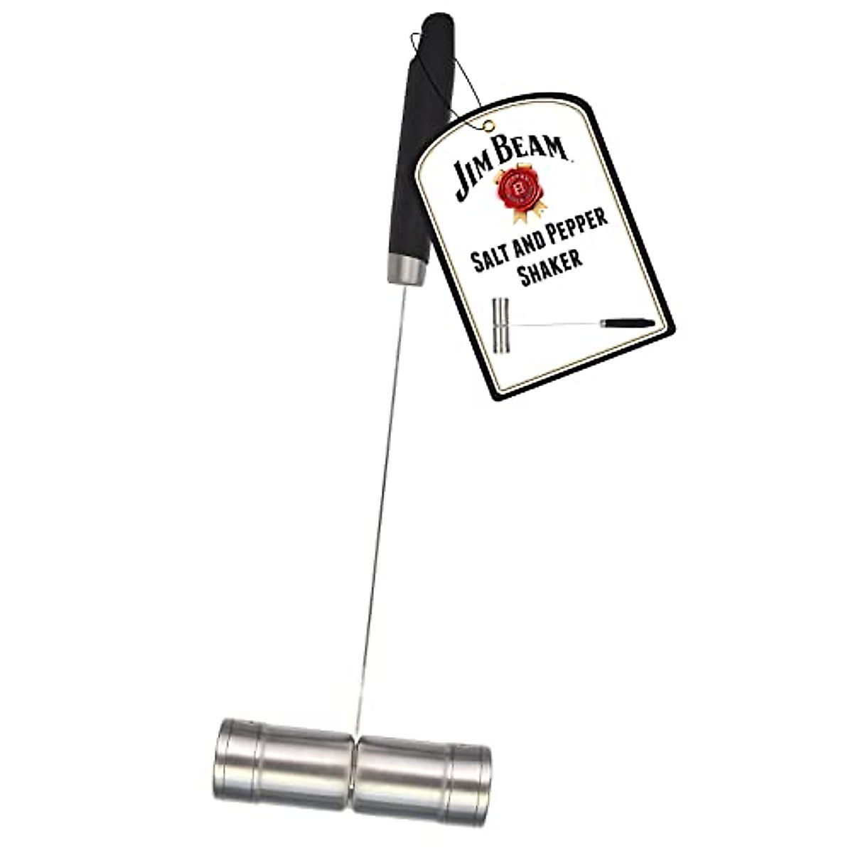 Jim Beam Stainless Steel Salt and Pepper Shaker with Long, Soft Grip Handles, Large, Silver