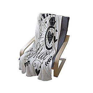 Ambesonne Engagement Party Throw Blanket, Western Themed Will You Marry Me Words with Hearts Celebration Image, Flannel Fleece Accent Piece Soft Couch Cover for Adults, 50" x 70", Black and White