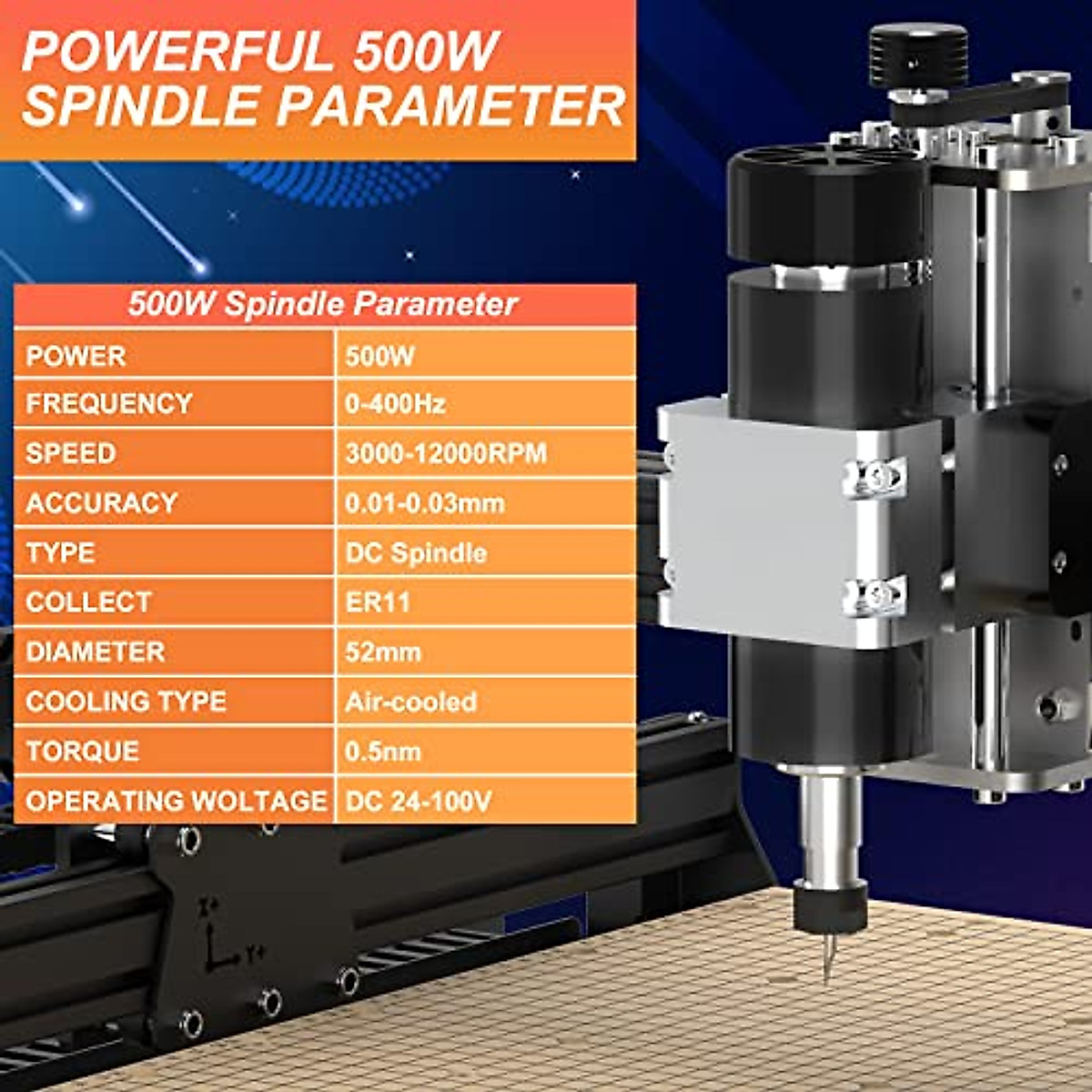 500W CNC Router Machine, 4540 CNC Machine for Metal, 3-Axis Stainless Steel Engraving Milling Machine for Carving Cutting Wood Acrylic PCB MDF Nylon, Working Area 430x390x90mm (16.9x15.4x3.5”)