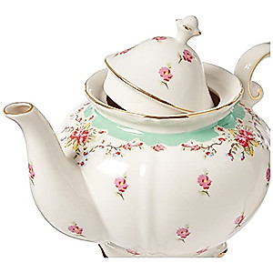 Gracie China by Coastline Imports Green 5-Cup Gracie China Vintage Rose Porcelain Teapot