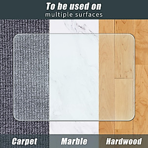 SHAREWIN Office Chair Mat for Carpet/Hardwood Floor- Tempered Glass Desk Chair Mat fo Office Home 1/5” Thick, Heavy Duty Under Desk Protector, Computer Gaming Chair Mat w/Anti-Slip Pads, 46” x 35”