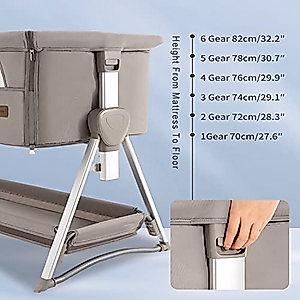 SteAnny Baby Beside Sleeper Rocking Cribs Luxury Newborn Sleeping Bassinet Portable Travel Infant Bed for 0-6M Cradle (Khaki)